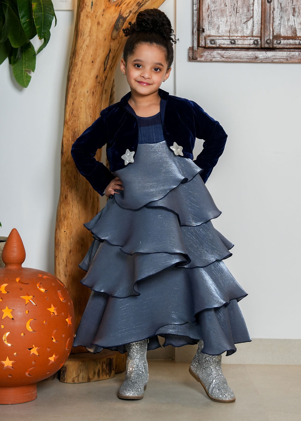 7995 Navy Daraa Set With Stars For Girls – Thoubi