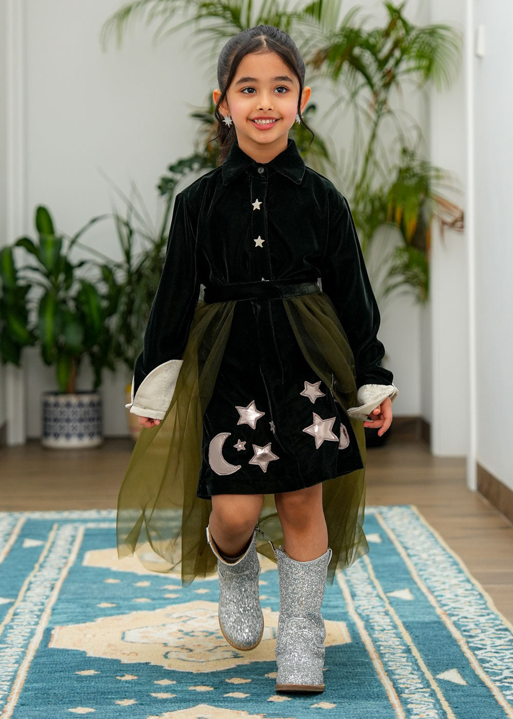 8055 Olive Green Daraa Set For Girls – Thoubi